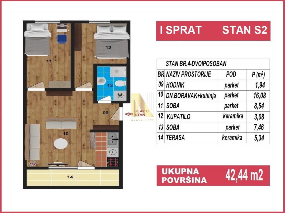 Prodaja, dvosoban stan, 42m2, Novi Sad | Estitor
